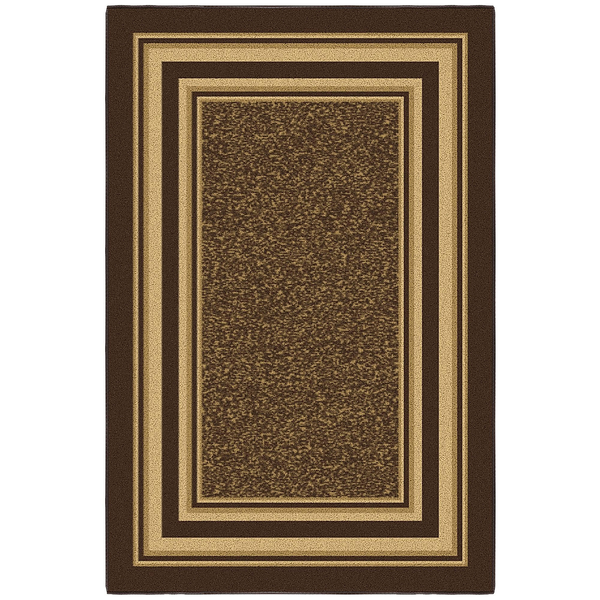 Ottomanson Ottohome Non-Slip Rubberback Bordered Design 3x5 Indoor Area Rug, 3'3" x 5', Brown