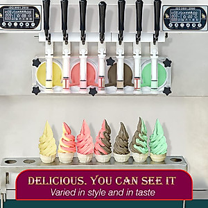 Kolice Commercial ETL high capacity 7 flavors soft serve ice cream machine, gelato ice cream maker, 4+3 mixed frozen yogurt ice cream machine-full transperant dispenser, upper tanks refrigerated