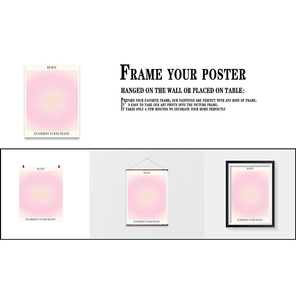 Positive Aura Posters Set Of 3 Pink Trendy Grainy Gradient Spiritual Poster Canvas Decor Wall Art Paintings for Room Aesthetic Inspirational Quotes Abstract Minimalist Y2k Style Room Wall Decor for Bedroom Office（16x24inx3 Unframed）