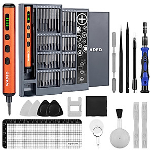 WADEO Electric Screwdriver Set, 82 in 1 Rechargeable Cordless Screwdriver, 64 S2 Preicison Bits, 5 Torque Settings, 4 LED Lights, Precision Screwdriver Kit for PC, Computer, Laptop, Phone, RC Drone