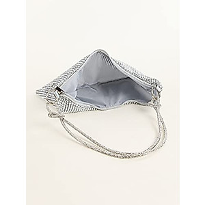 Verdusa Women's Glitter Rhinestone Hobo Handbag Evening Bag Purse Silver one-size