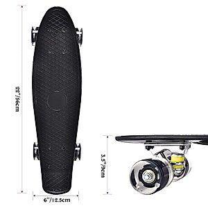DADDYCHILD Skateboards Complete 22 Inch Mini Cruiser Skateboard for Kids Boys Youths, Light up Wheels for Beginners