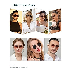 SOJOS Hexagon Square Polarized Sunglasses for Women Men Retro Gold Rim Wire Frame Polygon Shades SJ1101, Gold Frame/Grey Lens