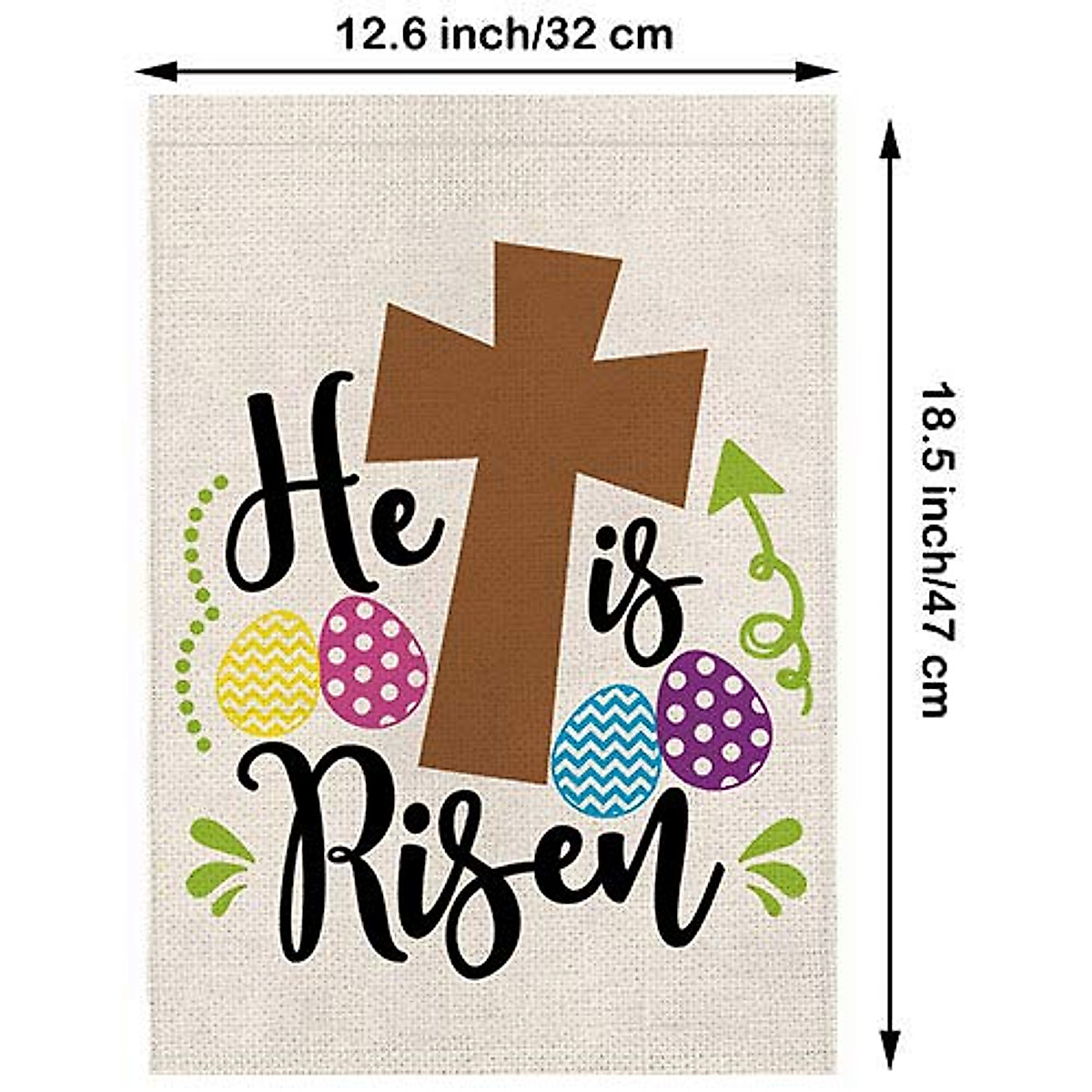 He is Risen Garden Flag Easter Cross Religious Double Sided Burlap Yard Outdoor Decor Holiday Decorations 12.5 x 18 Inch