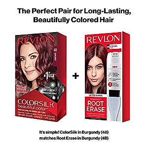 REVLON Colorsilk Beautiful Color Permanent Hair Color with 3D Gel Technology Keratin 100 Gray Coverage Hair Dye, 48 Burgundy, 1 Count