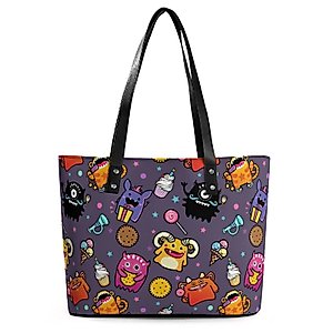 Womens Handbag Doodle Pattern Leather Tote Bag Top Handle Satchel Bags For Lady