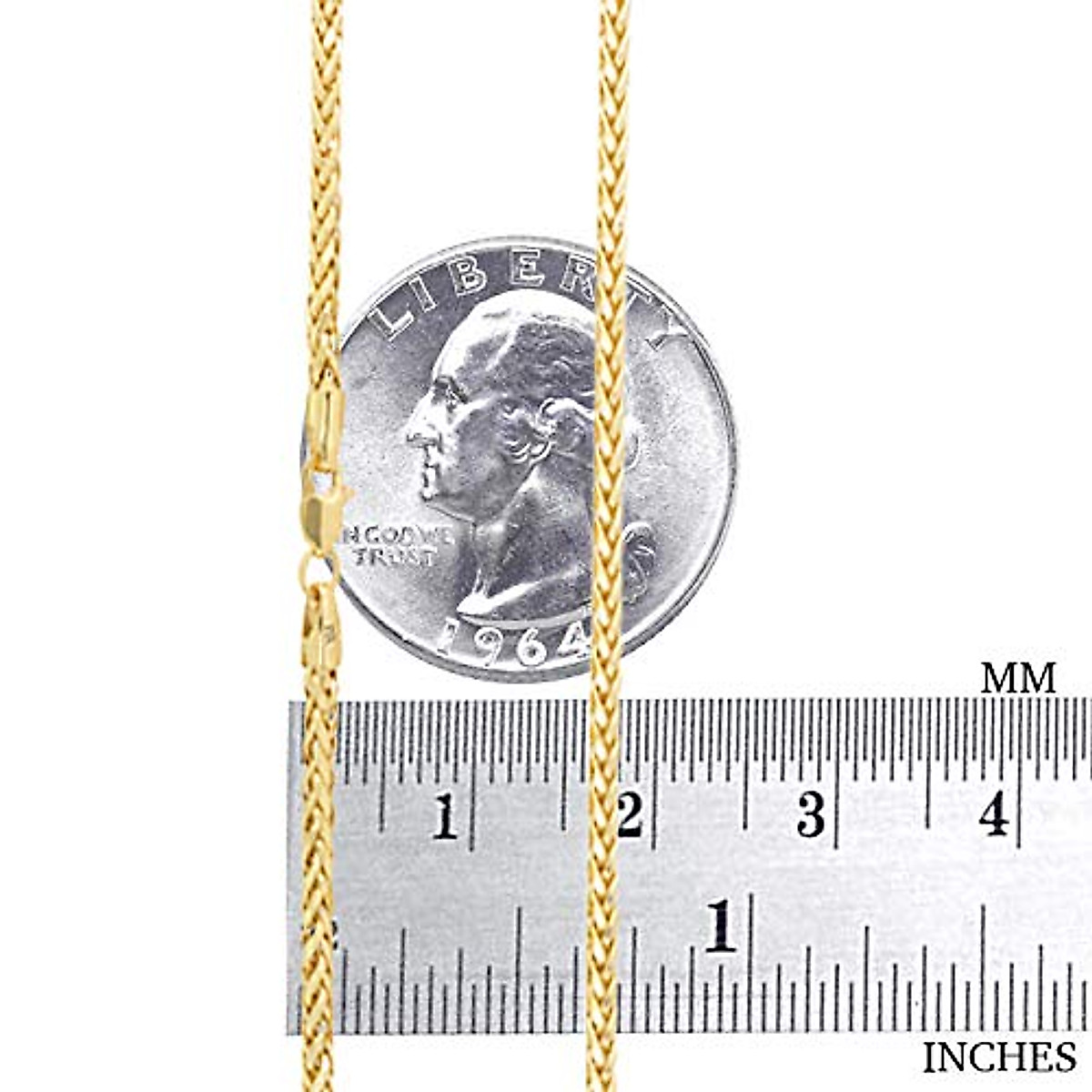 Nuragold 10k Yellow Gold 2.5mm Franco Rounded Palm Wheat Foxtail Spiga Chain Pendant Necklace, Mens Womens Jewelry 16" 18" 20" 22" 24" 26" 28" 30"