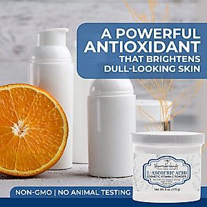 100% Pure L-Ascorbic Acid (Cosmetic Vitamin C Powder for Face) to Make Your Own Premium Beauty Serum, Skincare Mask Treatment, Hyaluronic Serums with Vit C & DIY Facial Skin Care Products 6 OZ