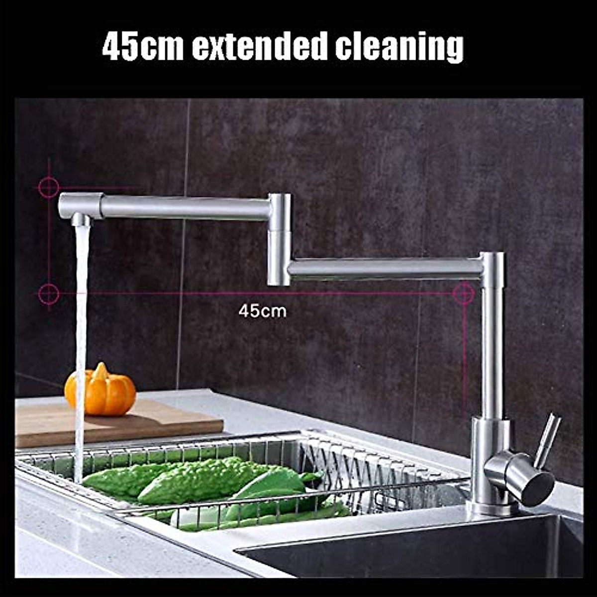 ShiSyan Y-LKUN Taps Sink Faucet Kitchen Faucet Folding Stretchable Stainless Steel Kitchen Sink Faucet Single Handle 360 ° Rotation Modern Style Brushed Nickel