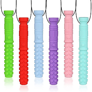 Chew Necklace, SLGOL 6 Pack Mace Chew Necklace for Sensory Kids, BPA Free, Food- Grade Silicone Oral Motor Aids chewelry Chewy Necklace Sensory for Autism, ADHD, Anxiety, or Other Special Needs