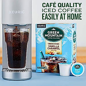 Green Mountain Coffee Roasters Brew Over Ice Vanilla Caramel, Single Serve Keurig K-Cup Pods, Flavored Iced Coffee, 12 Count