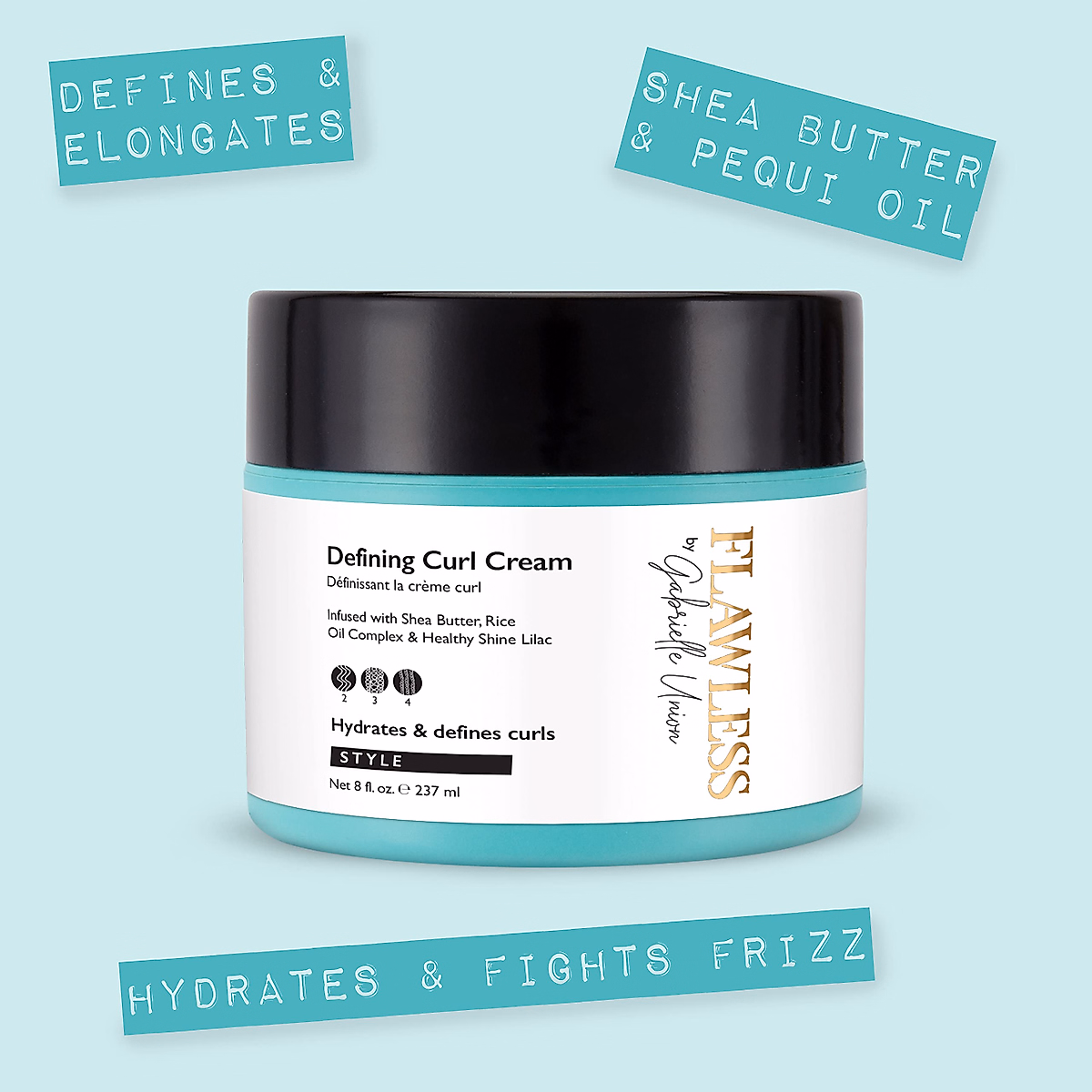 Flawless by Gabrielle Union - Defining Curl Hair Cream for Curly and Coily Hair, 8 OZ