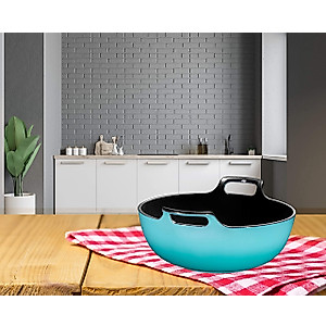 Bruntmor 3 Qt Pre-seasoned Cast Iron Balti Dish In Black, 3 Quart Medium Cast Iron Casserole Dish, Nonstick Handi Cast Iron Kadai Indian, Asian Wok, Pioneer Women Dutch Oven