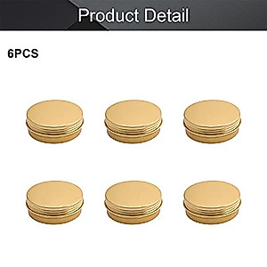 Othmro 6pcs 2oz Metal Round Tins Aluminum Tin Cans Containers with Screw Lid, 68 * 25mm(DxH) Gold tin cans for Salve, Spices, Lip Balm, Tea or Candies 60ml