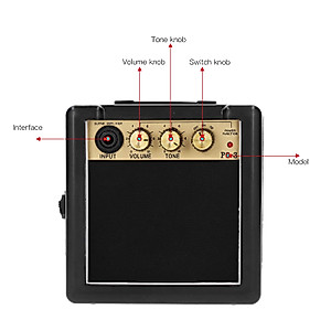 Guitar Amplifier, PG-3 3W Portable Mini Musical Instrument Accessories with Volume and Tone Control Function for Guitar Learners
