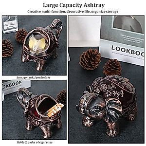 SogYupk Elephant Ashtray-Outdoor Windproof Metal Ashtray with Flip Cover-Indoor Multifunctional Recreation/Office Ashtray, Vintage Drop Resistant Ashtray,Men and Ladies Gift (Purple)