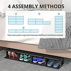ZOINLIY Stackable Shoe Rack for Small Space, 4 Tiers 2 Columns Shoe Rack Organizer for Closet, Bedroom, Entryway, Black Free Standing Shoe Shelf, Shoe Cubby, 10.2" D x 19.2" W x 16.9" H