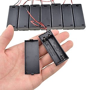 HAHIYO 3V AAA Battery Holder Bundle with Wire Sturdy Cover Flexible Springs Contact Build-in Switch Batteries Black Case Easy Install 8 Pieces for Wall Clocks Ham Radio Kids Toys, 2AAA-8Pieces