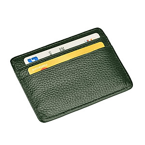 EASTNIGHTS Credit Card Holder Slim Wallet Leather Minimalist Wallet with ID Window (Green)