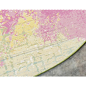 Unique Loom Estrella Collection Colorful, Abstract, Watercolor, Modern, Eclectic Area Rug, 6 ft x 6 ft, Multi/Beige