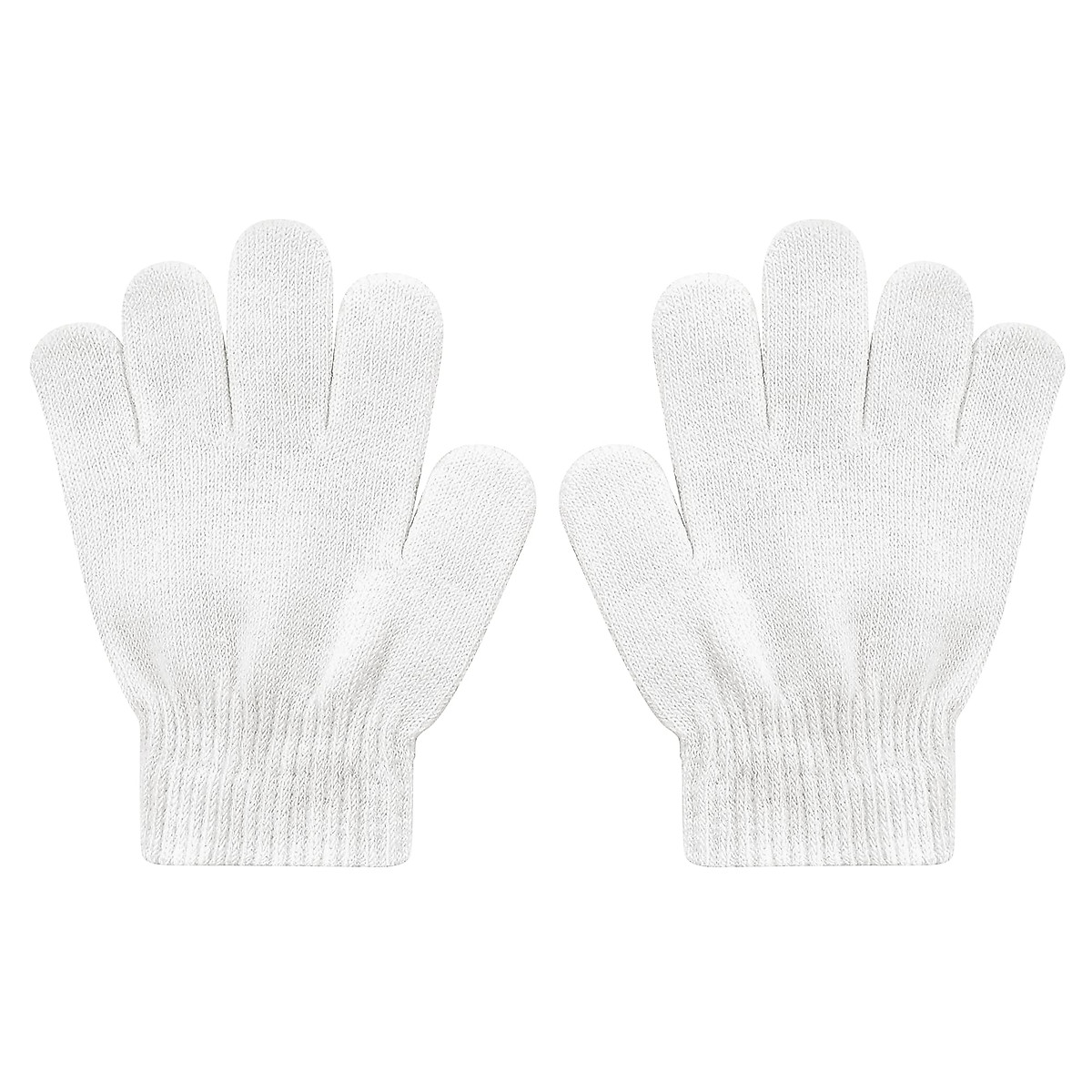 Uttpll Toddler Magic Mittens Kid Gloves Stretch Full Finger Solid Color Winter Protection Warm Knitted Gloves for Boys Girls Supplies White One Size