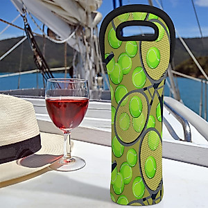 Single Bottle Wine Gift Tote Carrier Tennis Rackets Balls Neoprene Wine Tote Bags Holder Cooler Wine Gift for Women Men