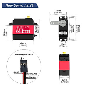 25KG Digital Servo Motor High Torque PWM Servo, Waterproof Full Metal Gear Steering Servo for Robotic Arms and DIY Robot Making, Digital Servo with 25T Servo Horn, Control Angle 180°