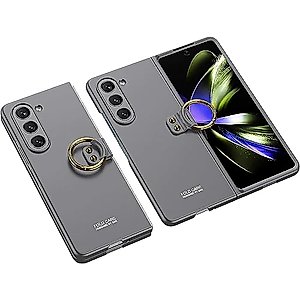 TECHY for Galaxy Z Fold 5 Case with Ring Ultra Thin Matte PC Protective Cover for Samsung Galaxy Z Fold 5 2023, Grey