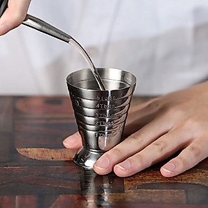 1 Piece Cocktail Jigger Measuring Cup Cocktail Measuring Cup Stainless Steel Bar Jigger Three Scales Coffee Measuring Jigger Up to 2.5oz, 5Tbsp, 75ml(Silver)