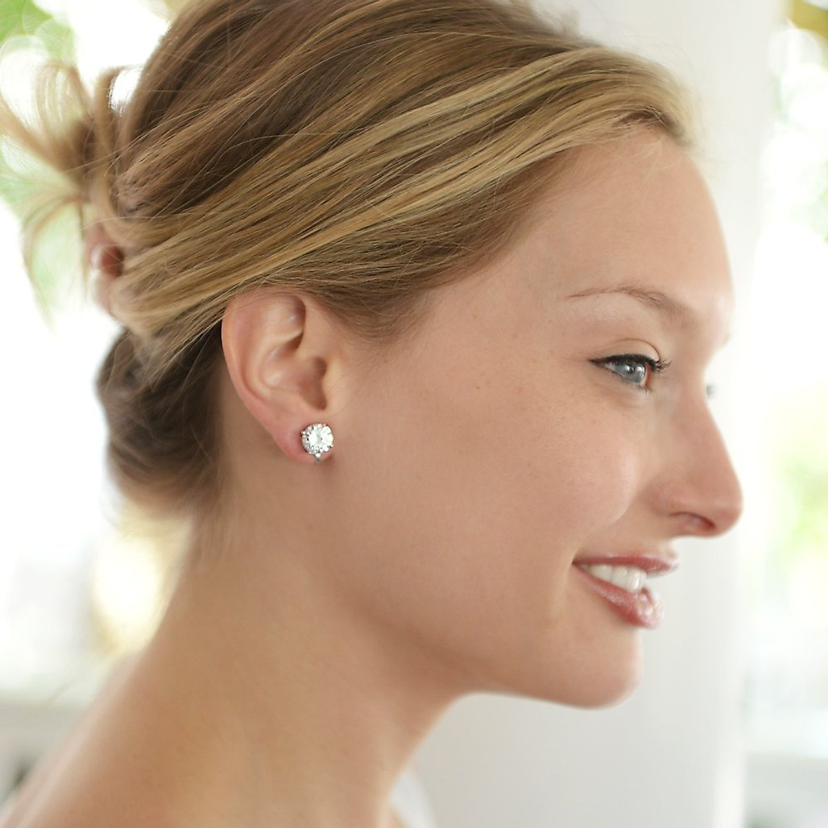 Mariell 3 Carat Cubic Zirconia Crystal Clip-On Stud Earrings for Non-Pierced Ears, Jewelry Gift for Women