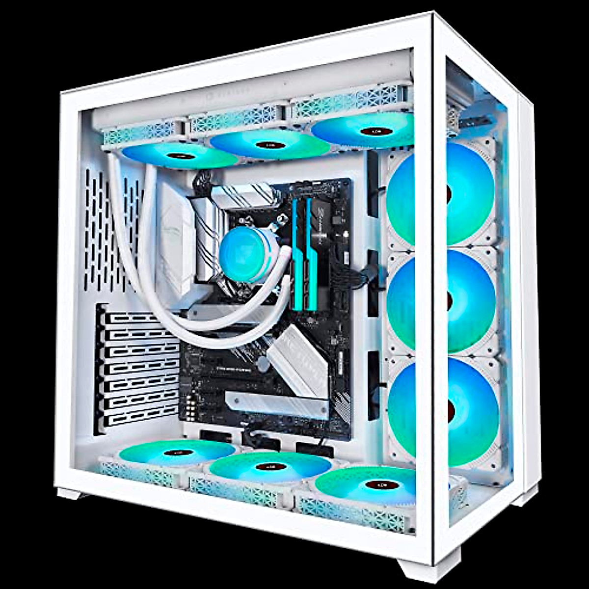 KEDIERS PC Case Pre-Install 9 ARGB Fans, ATX Mid Tower Gaming Case with Opening Tempered Glass Side Panel Door Desktop Computer Case,C590