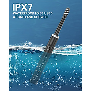 Electric Toothbrush with 6 Brush Heads - Travel Rechargeable Electric Power Toothbrushes, IPX7 Waterproof 2 Minutes Smart Timer, 4 Hours Fast Charge for 60 Days