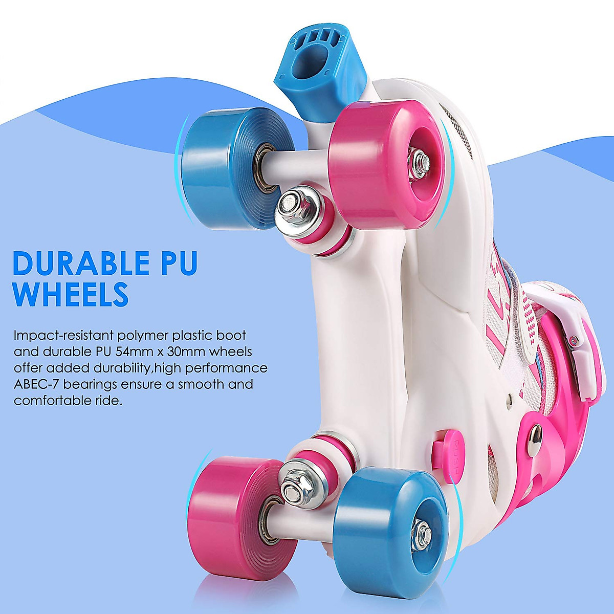 Hikole Roller Skates for Boys Girls Ages 6-12,Kids Rollerskates for Beginner Toldder with 4 Size Adjust,PVE Wheel,Triple Lock and Breathable Mesh Size M (2-5)