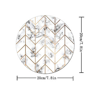 BYBART Black White Marble Stripe, Round Non-Slip Rubber, Office Accessories Desk Decor Mouse Pads for Computers Laptop