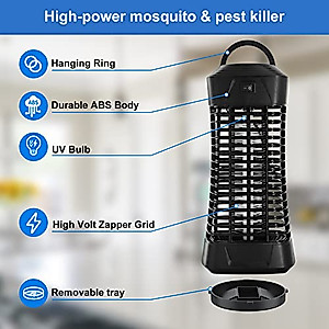 TULAER Bug Zapper Outdoor Indoor, Electric Mosquito Zapper, Fly Zapper - Bug Catcher, Insect Zapper for Home, Garden, Backyard