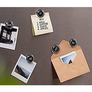 BabyPop! Newest Design Black 12 Pack Round Glass Refrigerator Magnets, Trendy Inspirational Magnet Gift Set for Fridge Cute Decorative Motivational Whiteboard Magnets for Office Locker Home & Kitchen