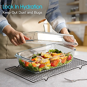 Large Glass Baking Dish, Rectangular Glass Casserole Dish With Glass Lid, Deep Glass Bakeware for Oven Safe