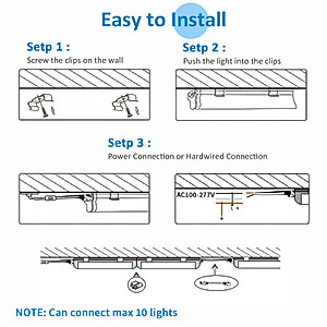 CNSUNWAY LIGHTING 2FT LED Shop Light, 20W 2500LM, 5000K Daylight T8 LED Light Fixture, V Shape, High Output, Linkable Shop Lights for Room, Garage, Workshop, Under Cabinet, ETL Listed (2 Pack)