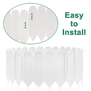 TUEHUTDE Garden Edging Border, 10PCS Landscape Edging, Plastic Lawn Garden Fence Edging, Decorative Garden Border Edging for DIY Outdoor Patio Yard(White)