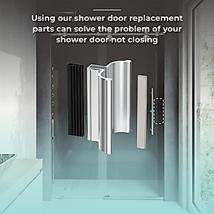 3-3/4" Bright Chrome Frameless Shower Door Handle with Metal Strike and 3" Magnet,Shower Door Magnetic Latch Kit Fits Glass Door Thickness 1/8", 5/32", 3/16" and 1/4",Shower Door Replacement Parts