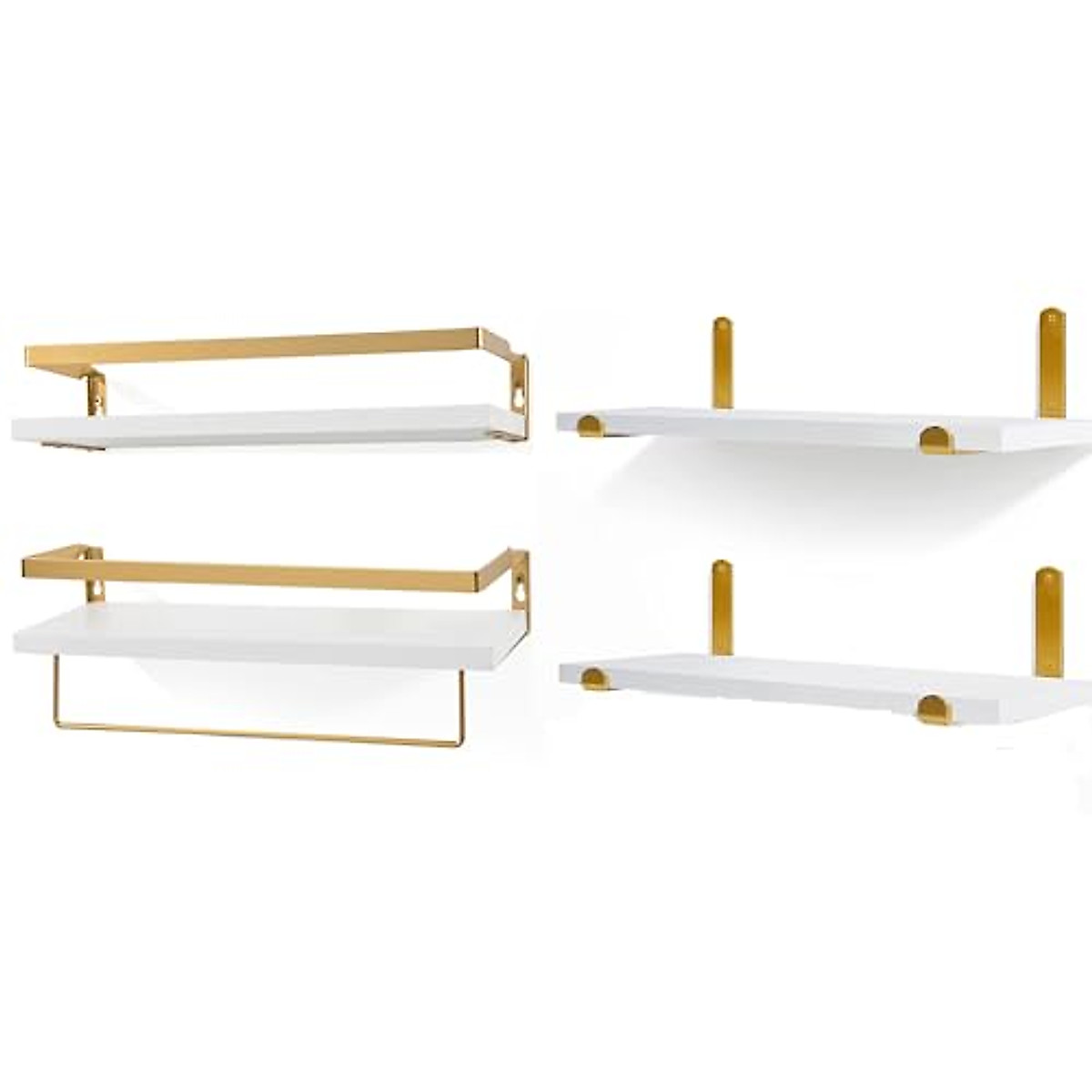 Afuly Floating Shelves White Gold Wall Shelves