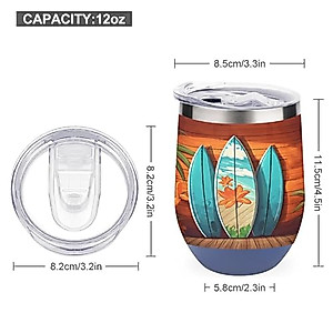WYUSPGK 304 Stainless Steel Insulated Cup, Surfboard on Wooden Print Smooth Rim, Durable & Reusable - Perfect for Office, Home, And Travel