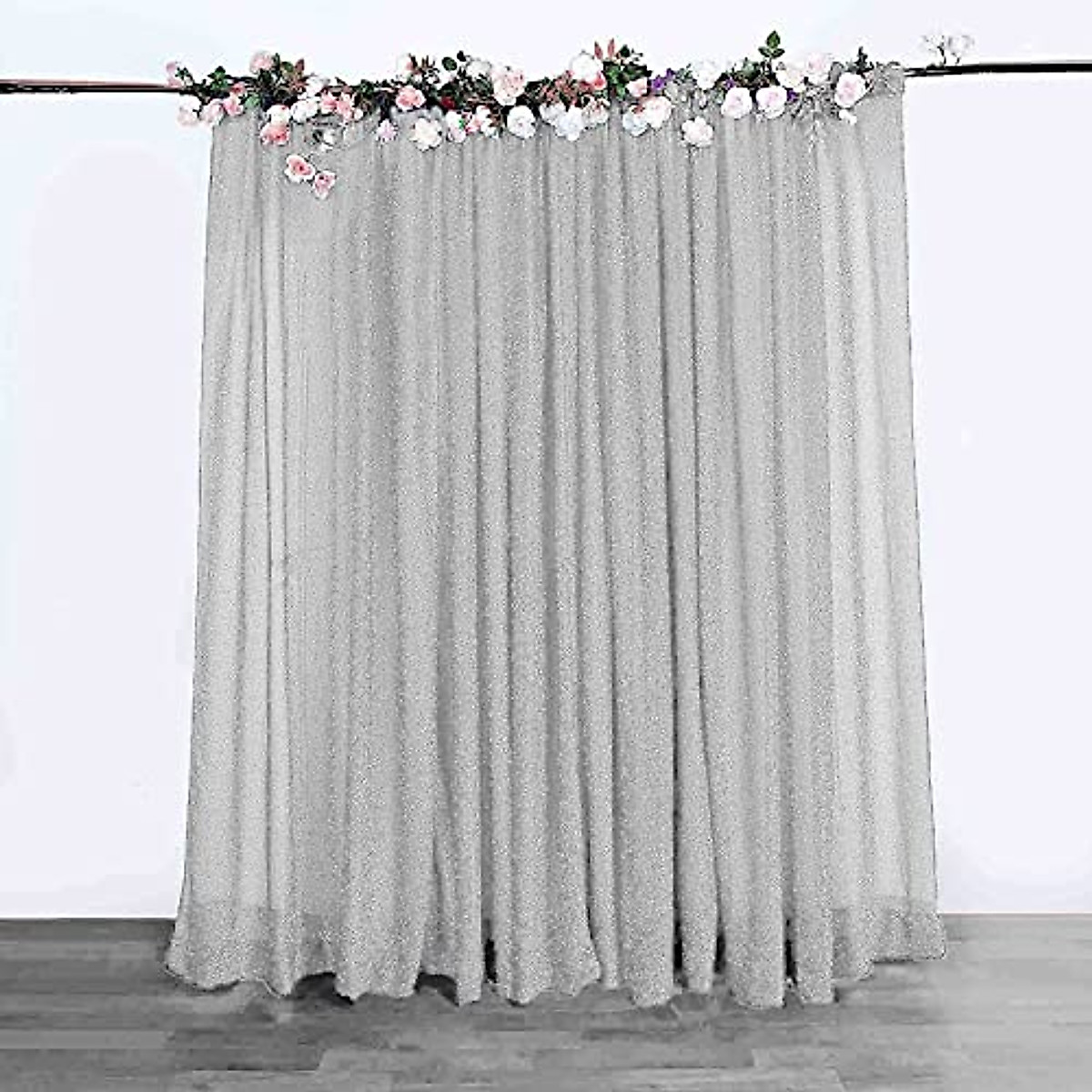 SFN SKY 10ft x10ft Silver Spandex Curtain Party Wedding Backdrop Photography Background Photo Booth Backdrop Studio Background (Silver)