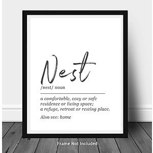 NEST Home Definition Wall Art - 11x14 UNFRAMED Print - Black and White Minimalist, Dictionary-Style Quote Typography Decor.