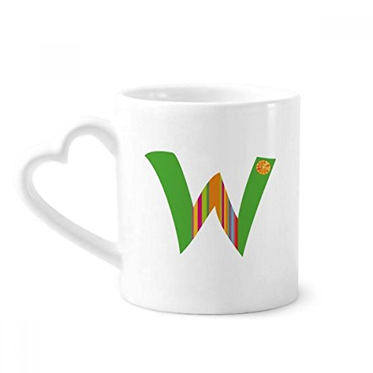 W Alphabet Orange Fruit Cute Pattern Mug Coffee Ceramic Drinkware Glass Heart Cup