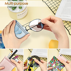 Fintie Eyeglasses Pouch with Cleaning Cloth, Portable Squeeze Top Vegan Leather Soft Glasses Case Anti-Scratch Sunglasses Bag, Ocean Marble