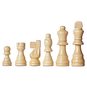 Fun+1 Toys! 32 Count Wooden Chess Pieces Only with Storage Bags - Staunton Style Wood Chess Pieces for Chess Tournament. Compatible with Any Chess Set, Contains King, Queen and Other Chessmens