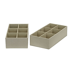 Household Essentials 3 Piece Drawer Organizers Starter Set, Customizable Inserts, Large Tray and 2 Small Trays, Cream