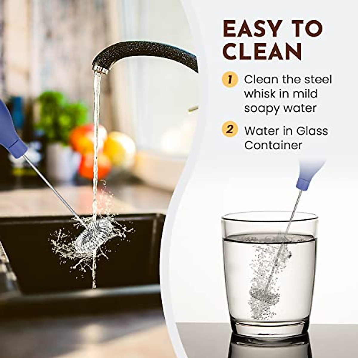 REPRINPIC Powerful Mini Milk Frother Electric Whisk Drink Mixer for Lattes, Coffee, Cappuccino, Hot chocolate, Battery Operated (not included) Mini Drink Mixer Upgraded Motor