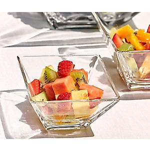 Barski Glass - Bowl - Square - For Dessert - Pasta - Fruit - Nuts - Chocolate - Set of 6 Bowls - Classic Clear - 5.5" Diameter - Made in Europe